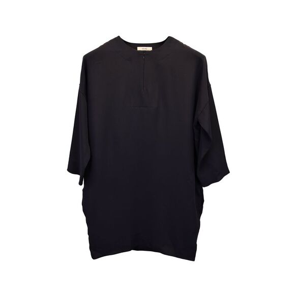 Celine | Dresses | Celine Half Zip Mini Dress In Black Silk | Poshmark